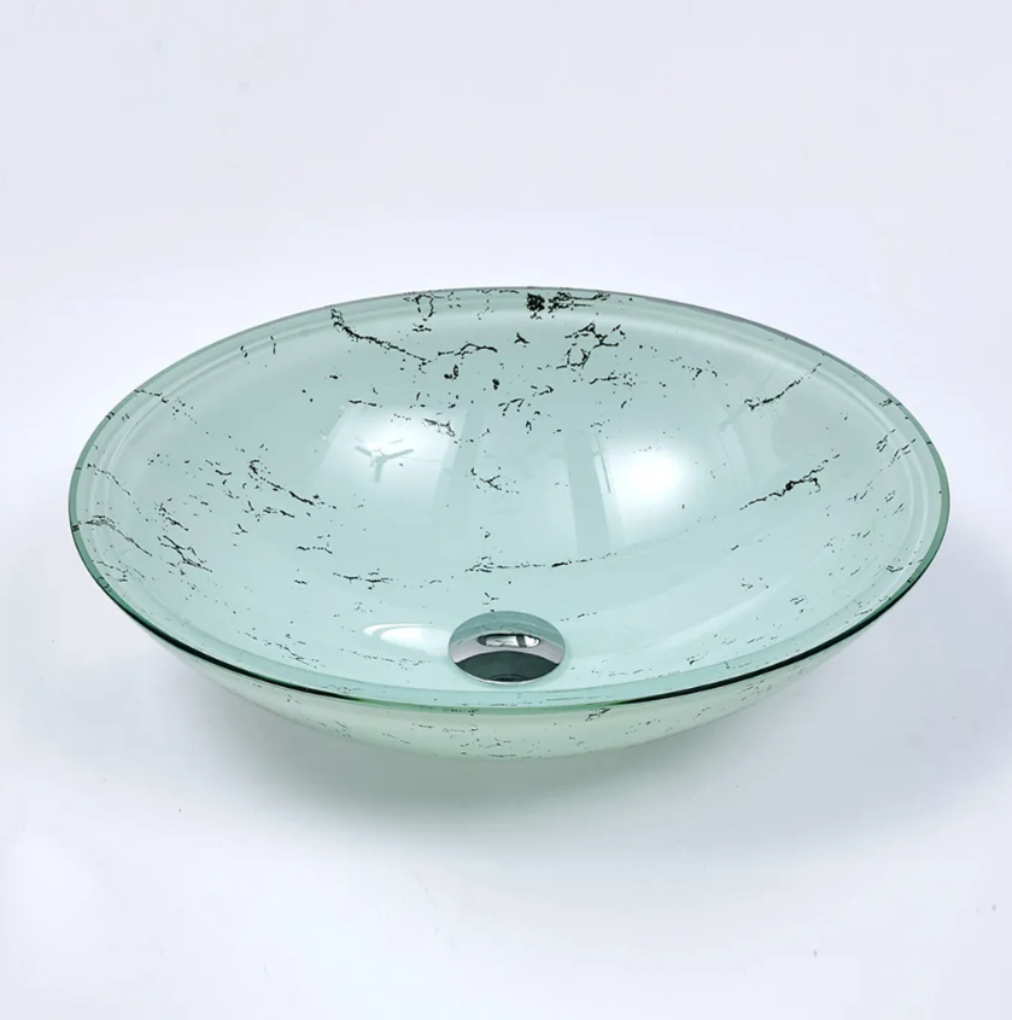 480*390*140mm Infinity Art Marble Double Layer Glass Oval Above Counte ...