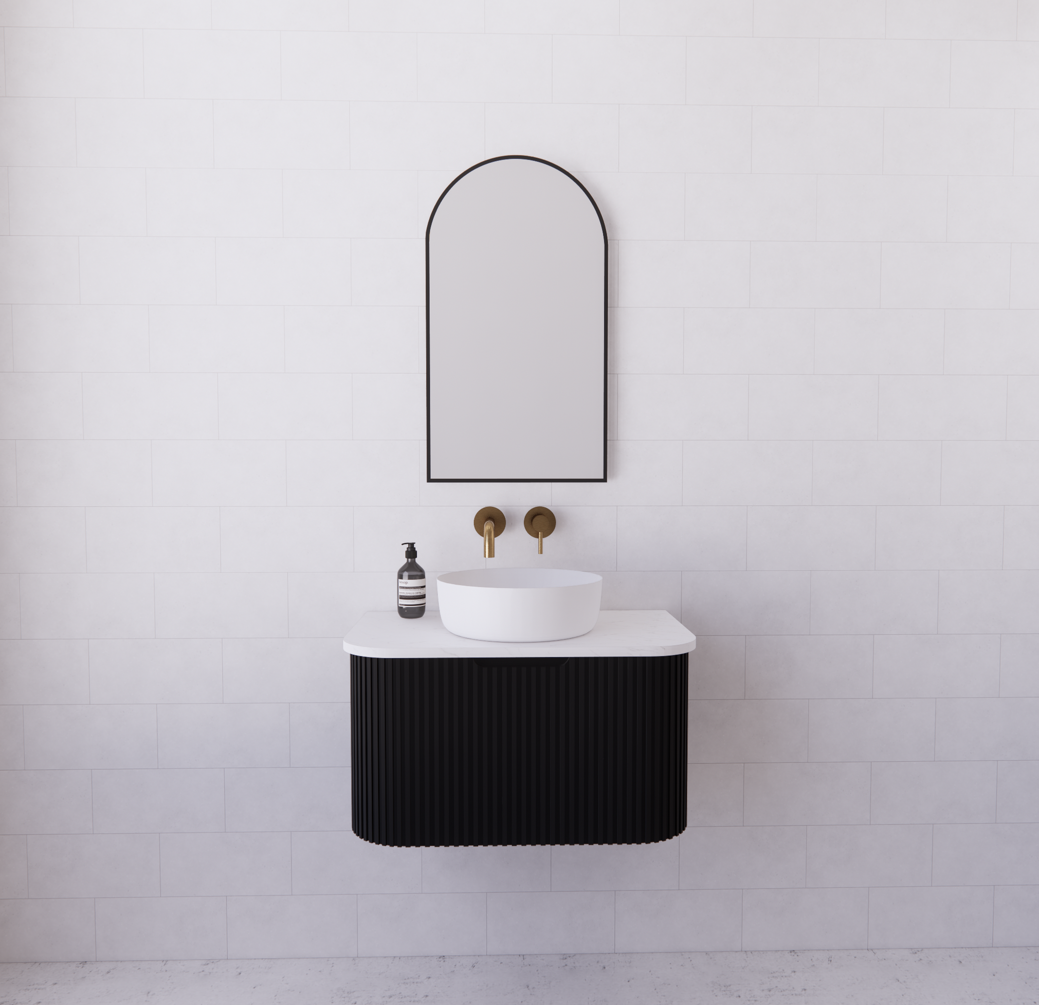 750-1500*450mm ABS Bergen Matt Black Curved Edge Fluted MDF Board PVC ...