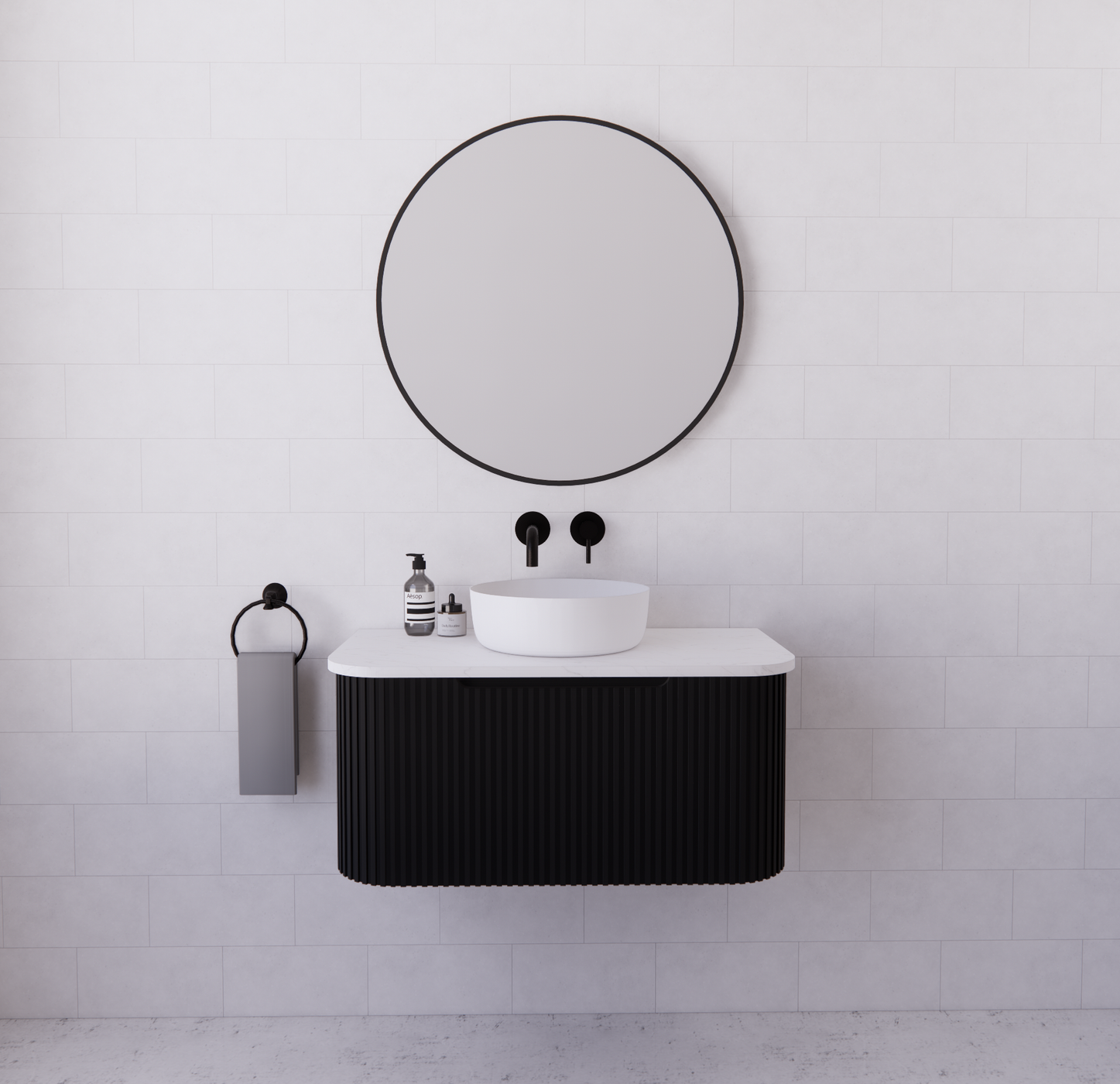 750-1500*450mm ABS Bergen Matt Black Curved Edge Fluted MDF Board PVC ...
